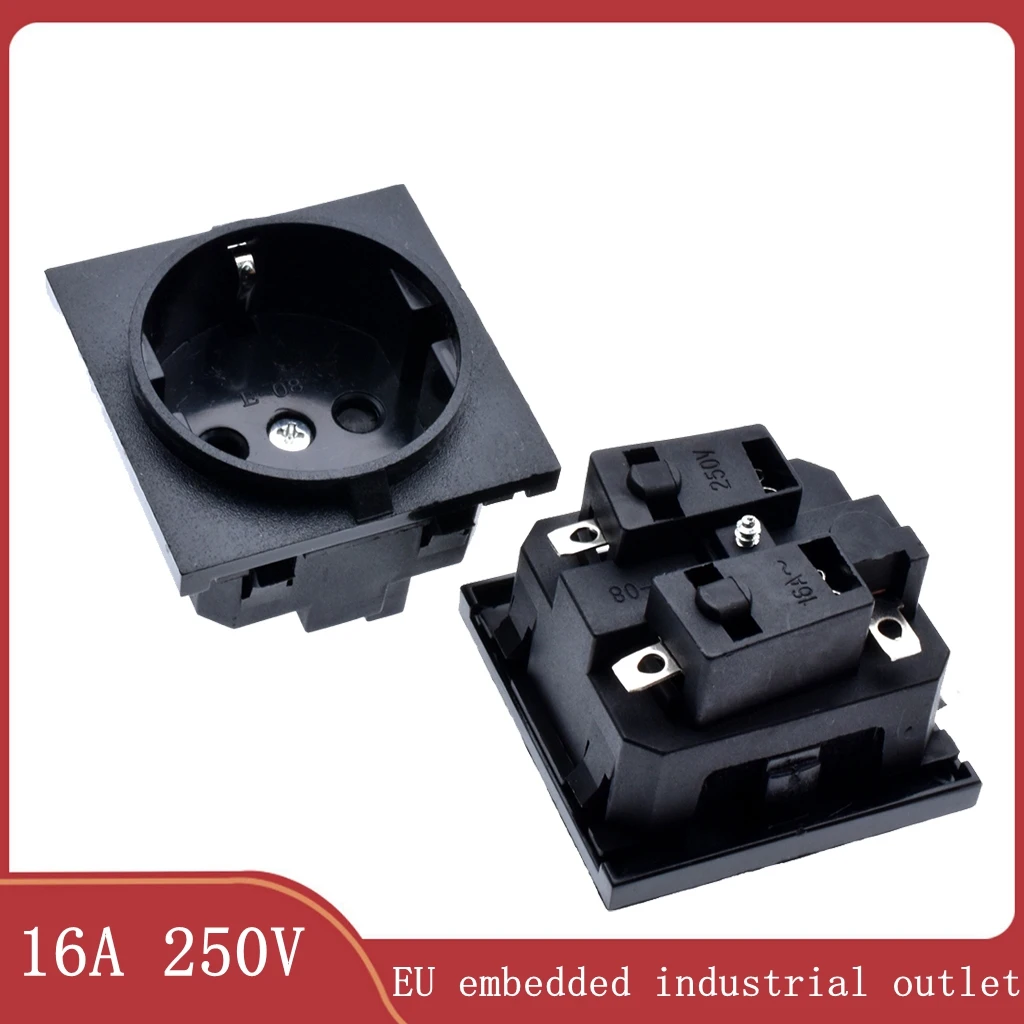 EU black embedded industrial outlet Inverter output socket 250V 16A ...