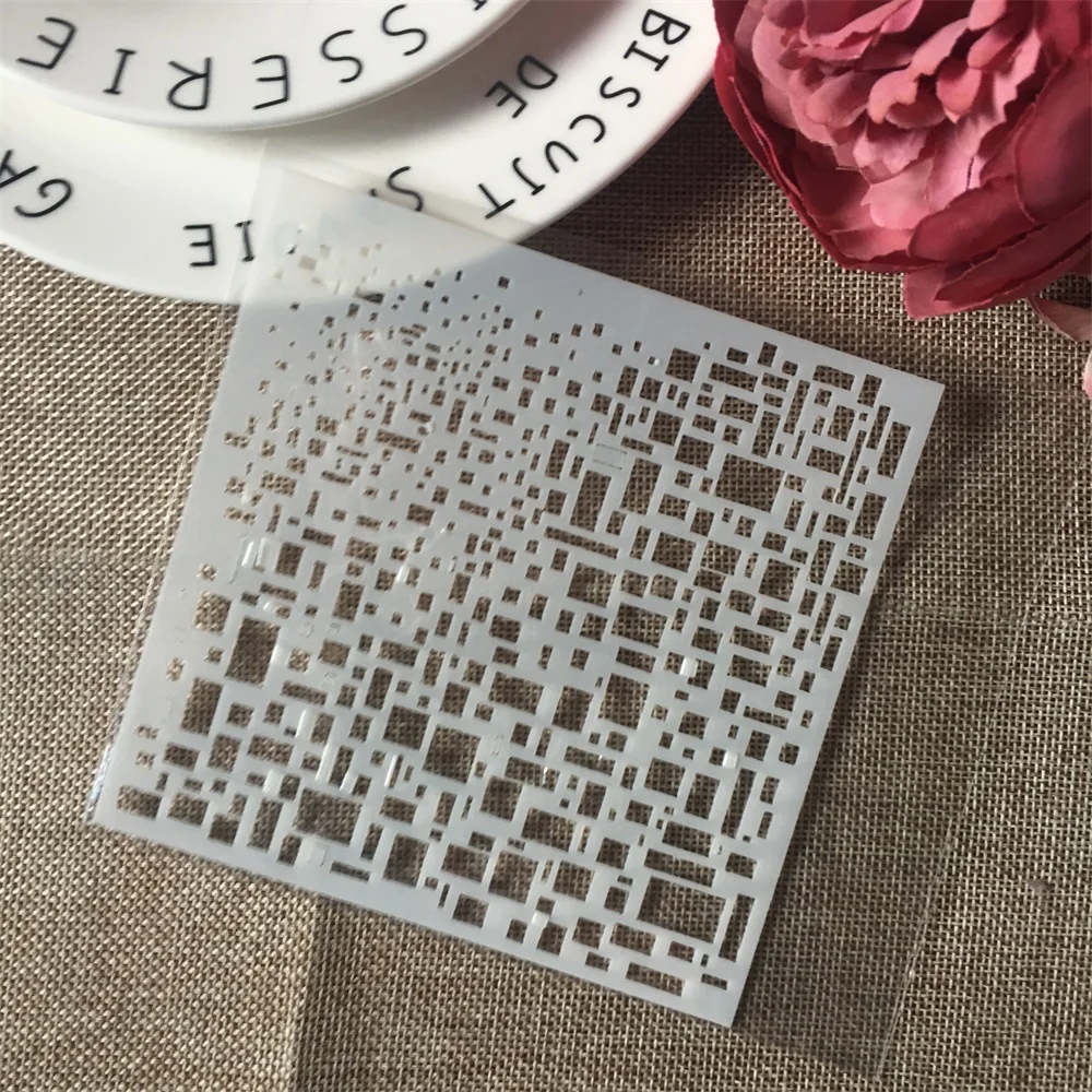 13-13cm-Square-Texture-Block-Mosaic-DIY-Layering-Stencils-Wall-Painting ...