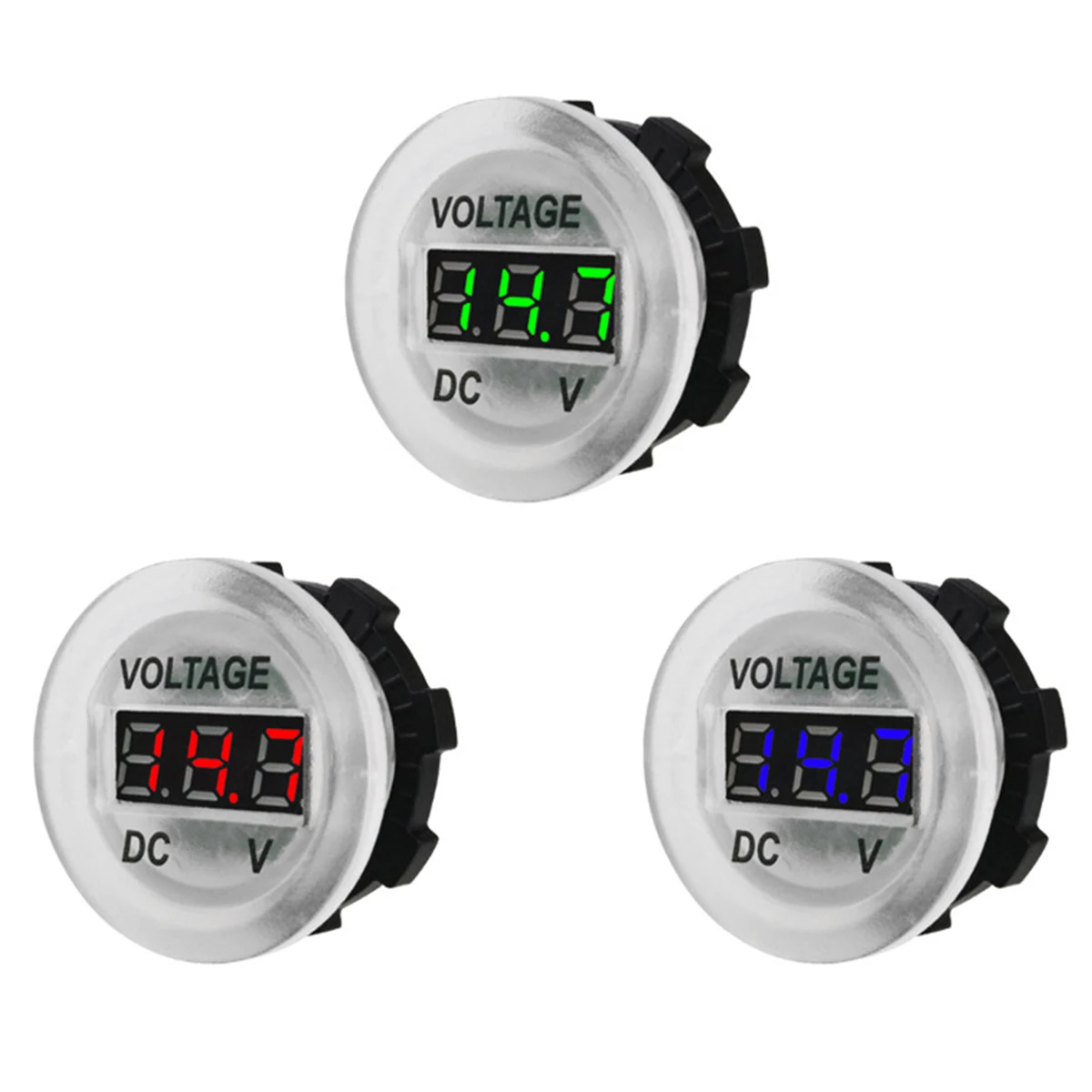 Car Mini Round Waterproof Voltmeter DC 6-35V Digital Display Voltage ...