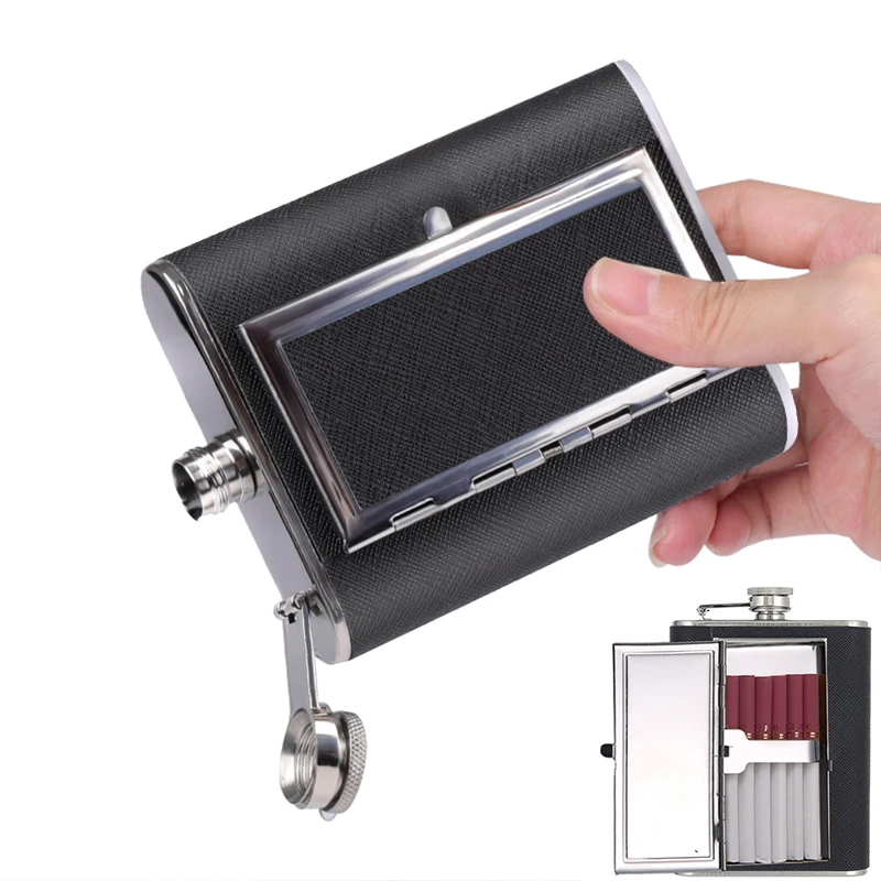 Creative-Whiskey-Hip-Flask-with-Cigarette-Case-6Oz-Pocket-Alcohol ...