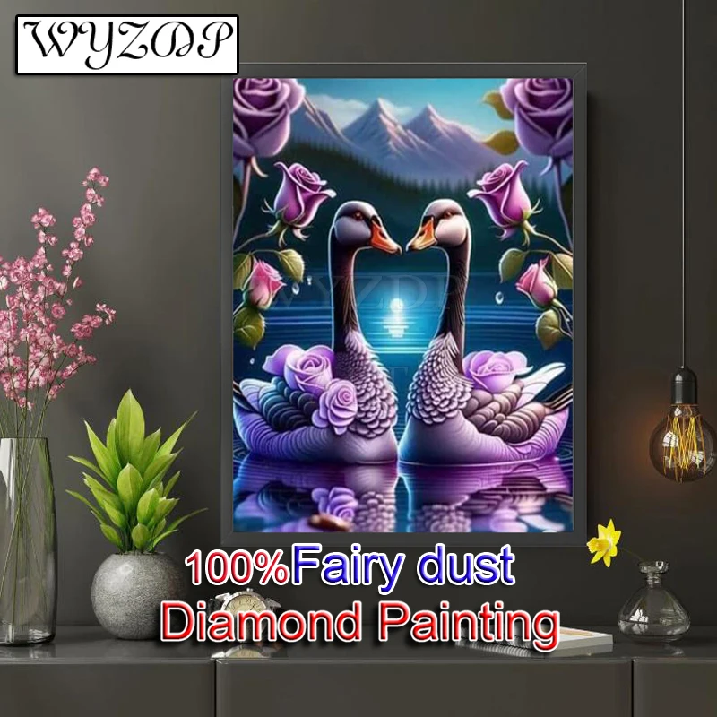 Swan-All-Fairy-Dust-Diamond-Painting-Art-Landscape-Full-Diamond ...
