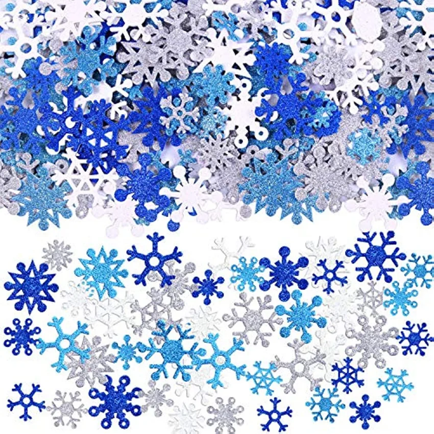 50 Pieces Glitter Snowflakes Foam Stickers Self Adhesive Winter ...