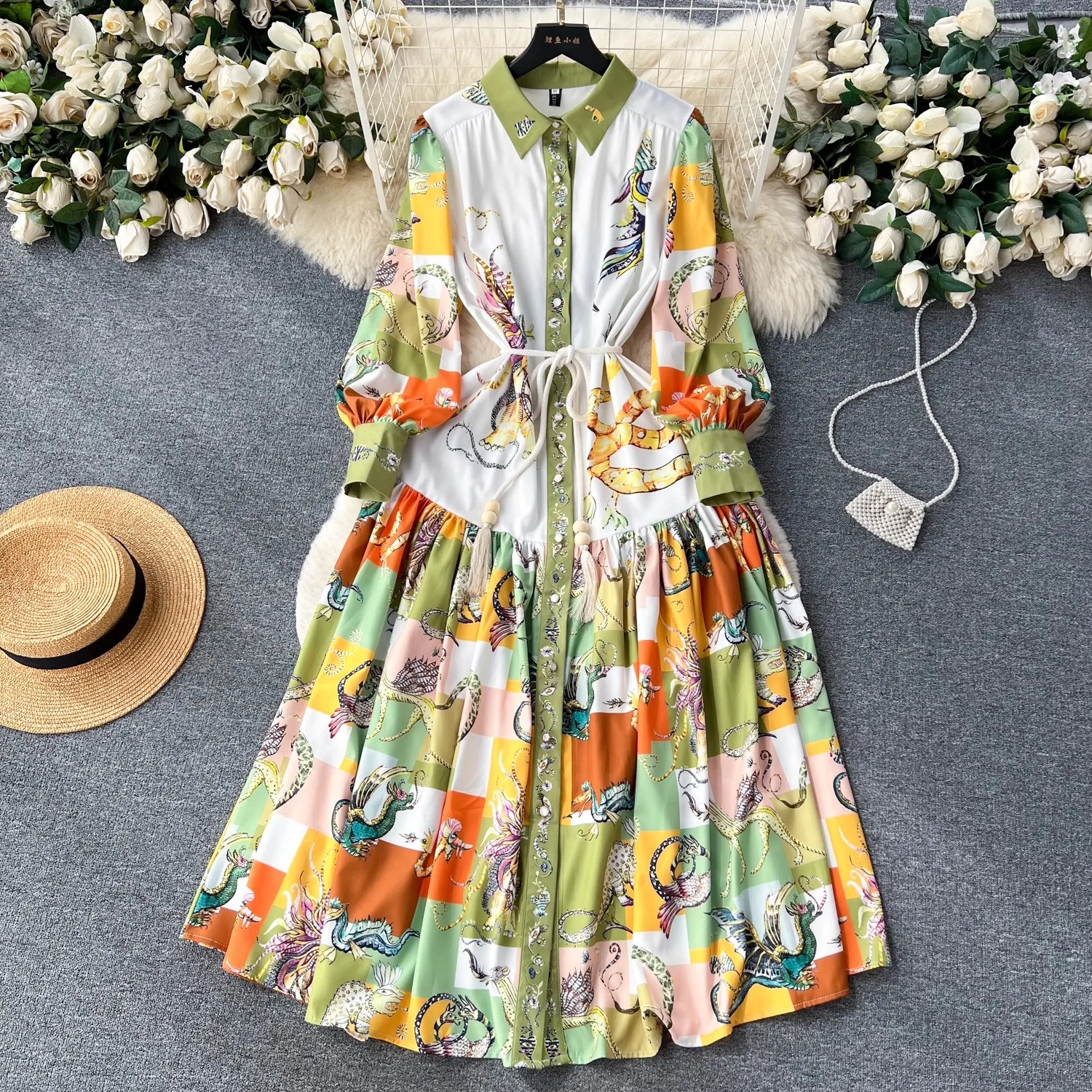 2024-New-Spring-Summer-Fall-Autumn-Runway-Vintage-Floral-Print-Long ...