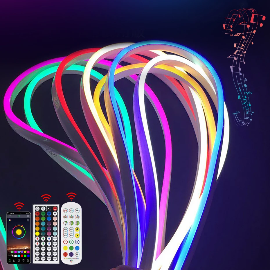 Tuya Smart LED Neon Strip Light 12V RGB Dimmable Silicone Cuttable Tape ...