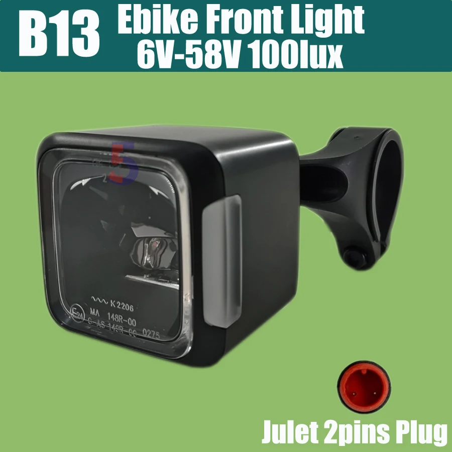Ebike-Front-Light-6V-58V-Highlight-Julet-2Pins-WP-Plug-80-Lux-100-Lux ...