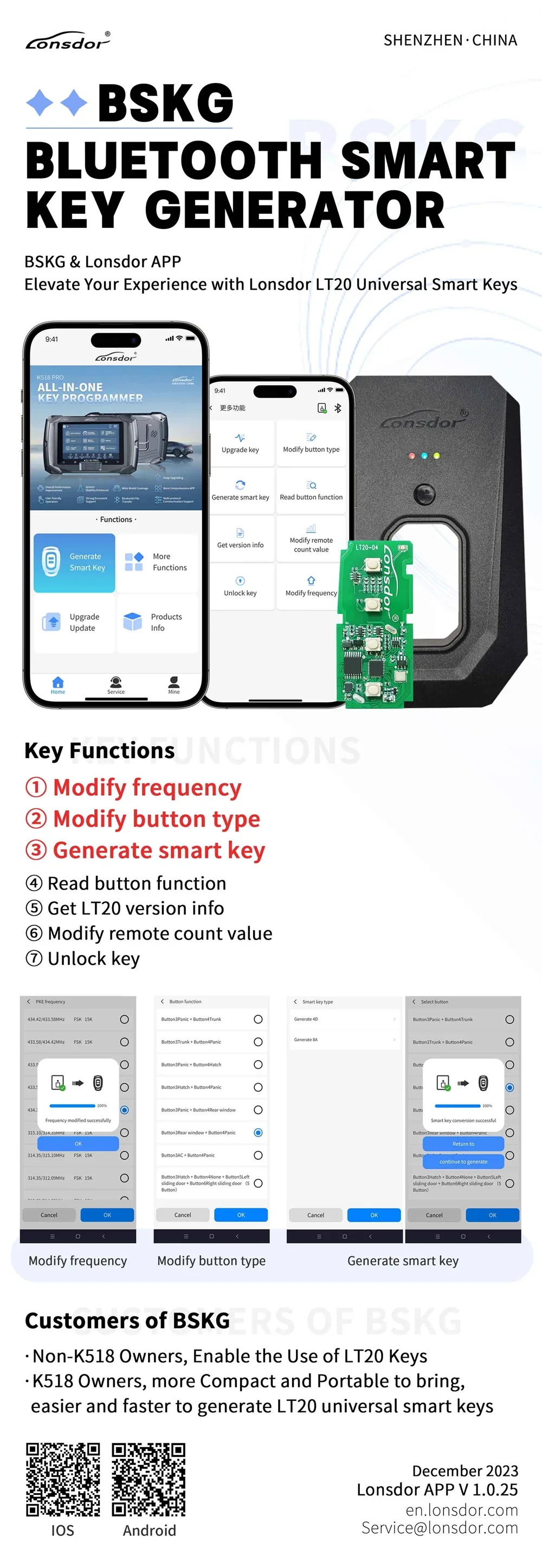 Lonsdor BSKG Bluetooth Smart Key Generator for LT20 Series Remotes ...
