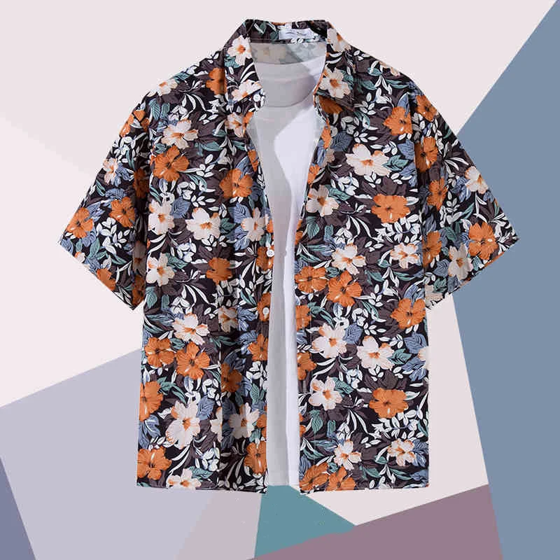 Simple Men's Shirts 3d Patchwork Printing Coconut Tree Men's Clothing ...