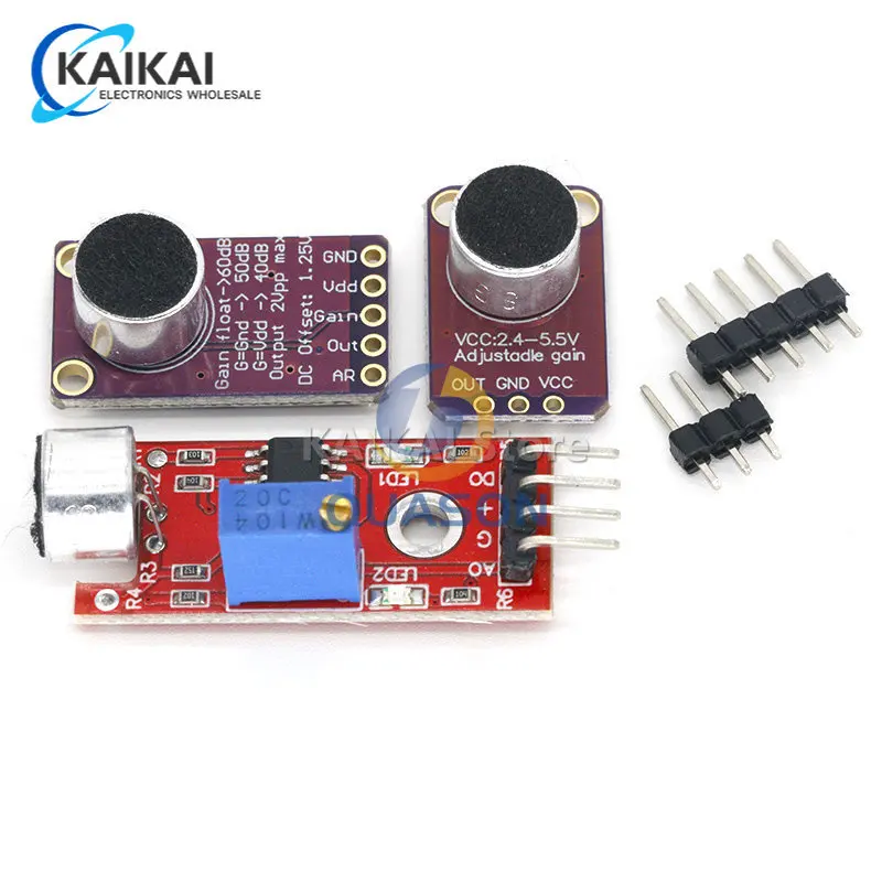 Electret-Microphone-Amplifier-Stable-MAX9814-module-Auto-Gain-Control ...