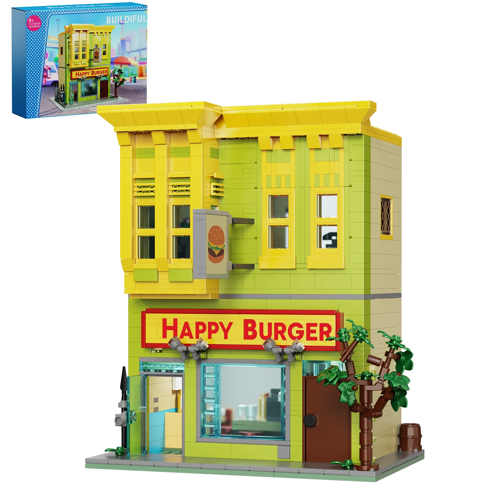 Happy Burgers House Building Blocks Set Restaurant Shop Architecture ...
