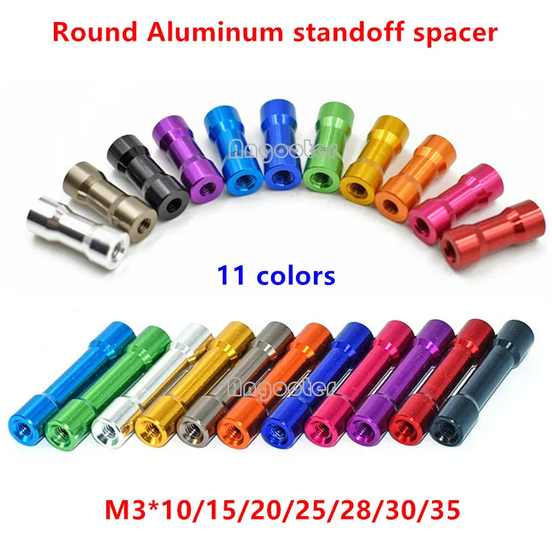 10pcs/lot M3 double round Aluminum Spacer Standoff m3x10/15/20/25/28/30 ...