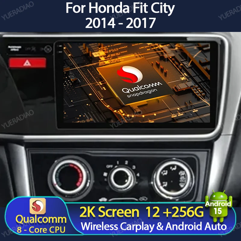 Android 15 Car Radio For Honda Fit City 2014 - 2017 QLED 4G WIFI BT ...