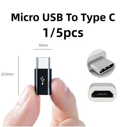 1-5pcs-Micro-USB-Female-To-USB-C-Male-Adapter-Support-Charge-Data-Sync ...