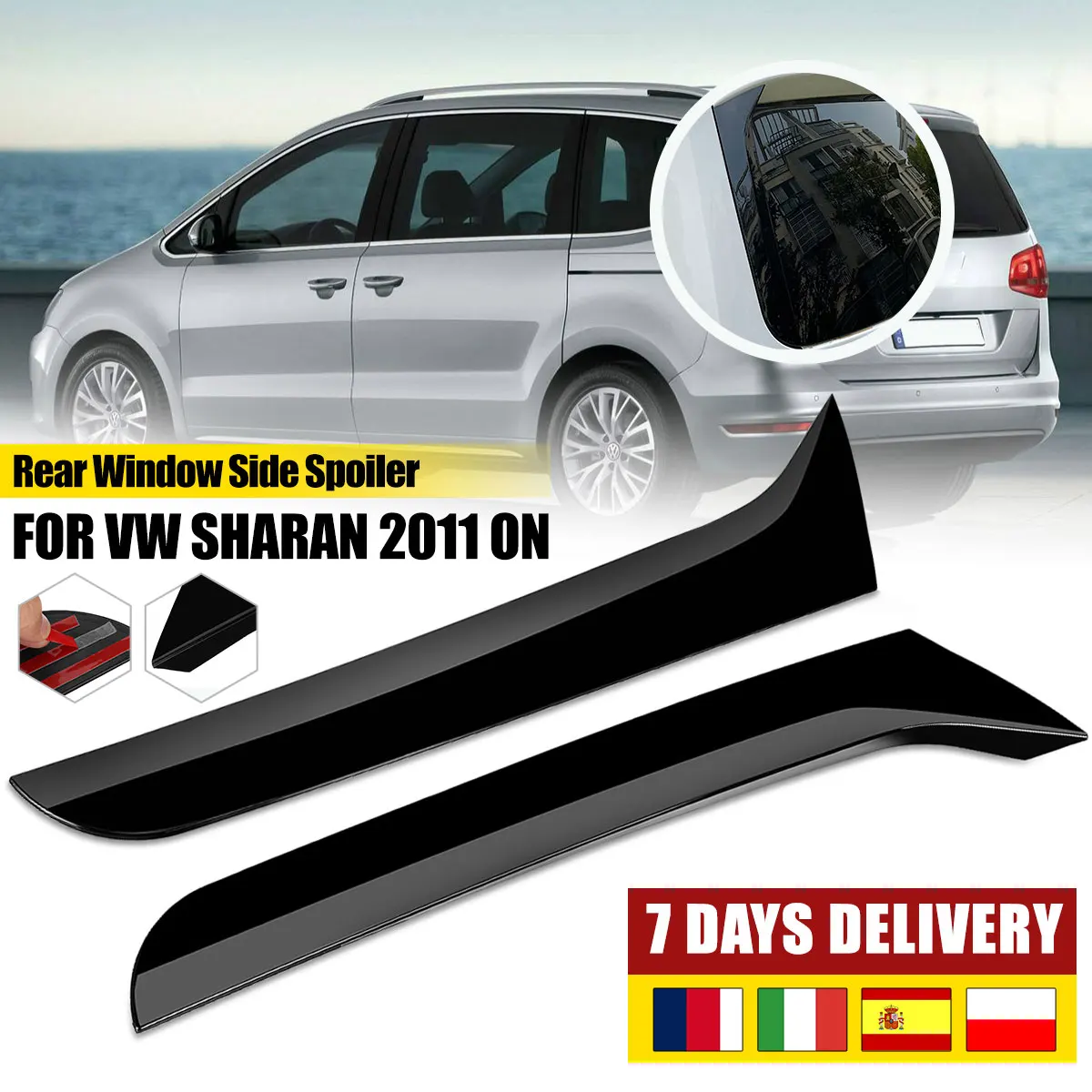 Pair-Glossy-Black-Rear-Window-Side-Spoiler-Canard-Canards-Splitter-Fit ...