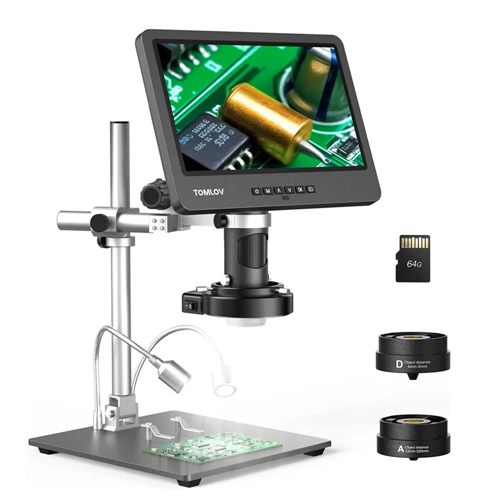 TOMLOV-DM602-Pro-Microscope-2000X-3-Lens-10-1-Inch-IPS-LCD-For-PCB ...