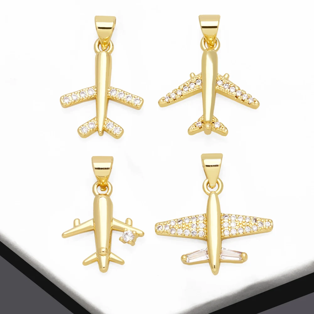 OCESRIO-Trendy-Brass-Airplane-Pendant-for-Necklace-DIY-Copper-Gold ...