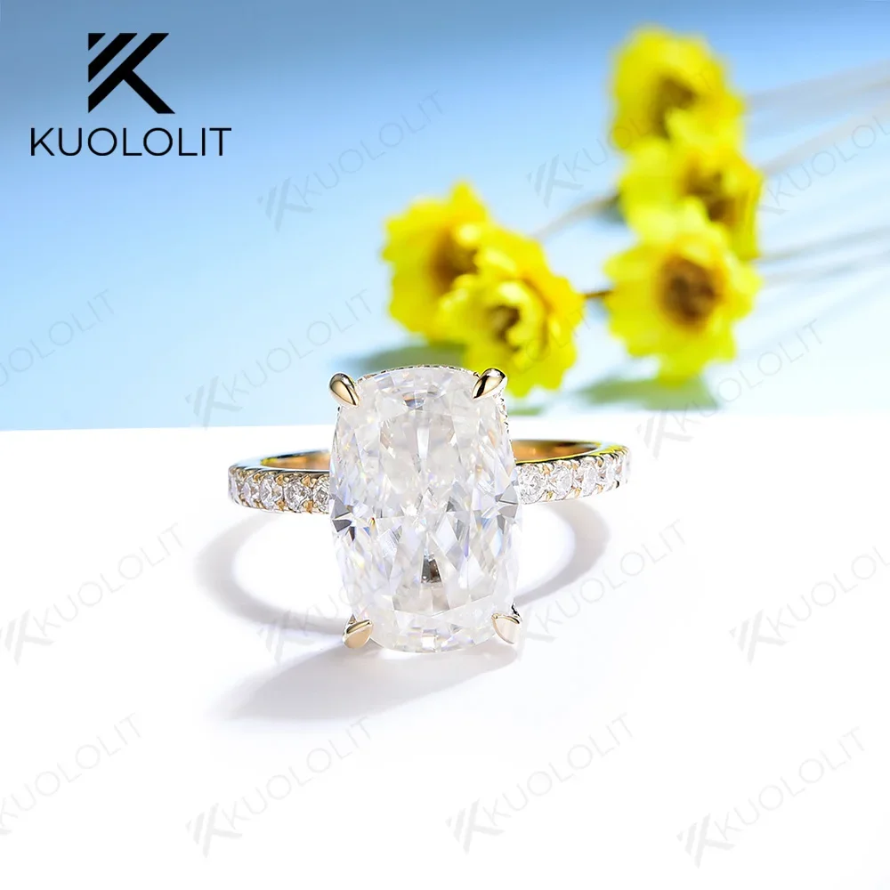 Kuololit-4-5CT-Enlonged-Cushion-cut-Moissanite-14K-10K-Yellow-Gold ...