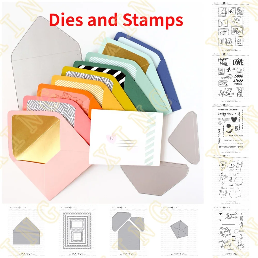Metal Cutting Dies Clear Stamps A2 Envelope Snail Mail Scrapbook Diary ...
