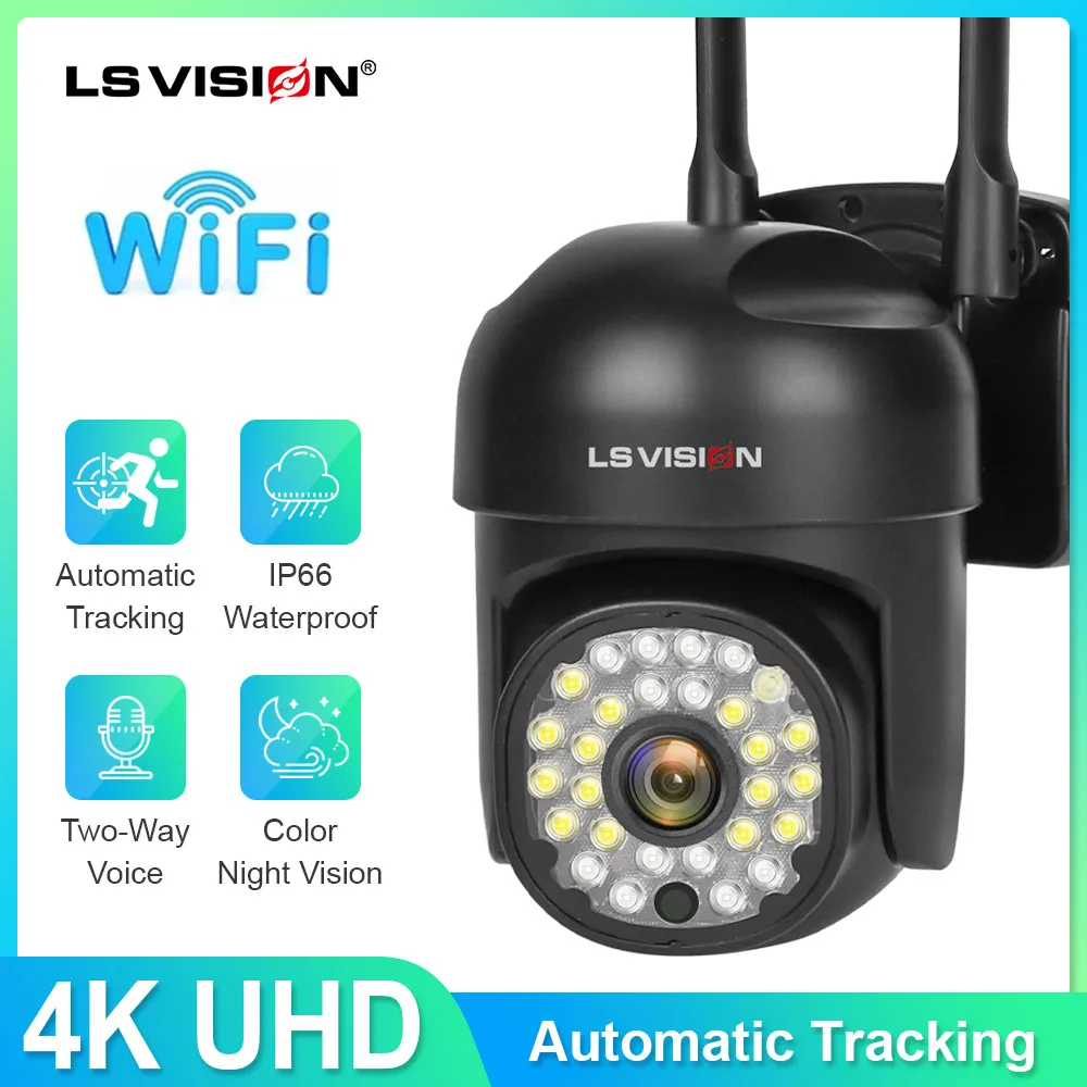 LS-VISION-8MP-4K-Camera-WiFi-PTZ-IP-Security-External-Outdoor-Camera ...