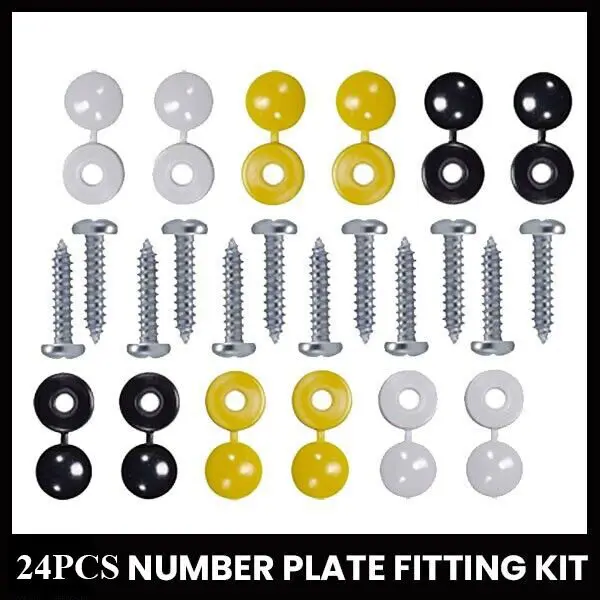 24pcs-Car-White-Hinged-Cover-Cap-Number-Plate-Fitting-Fixing-Self ...