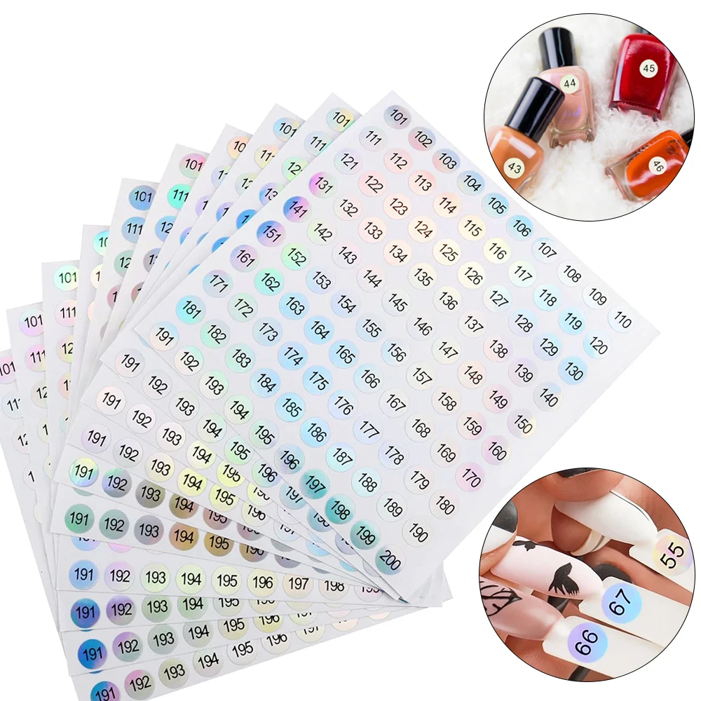 Reflective Number Stickers 1/5Pcs Nail Polish Color Sticker Storage ...