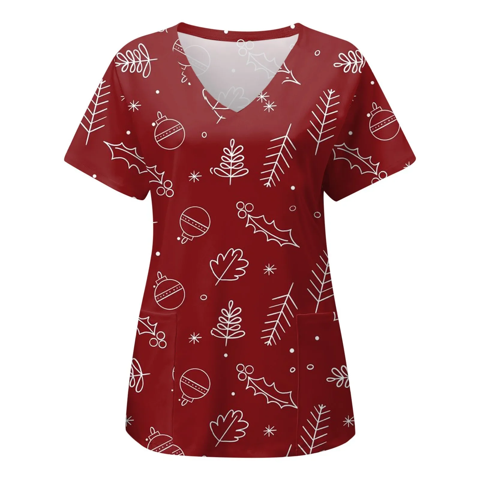 Christmas-Snowman-Nurse-Uniforms-Women-Carer-Tops-Short-Sleeve-Pet ...
