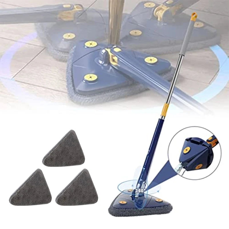 360-Rotatable-Cleaning-Mop-Retractable-Triangular-Microfiber-Dust-Mop ...
