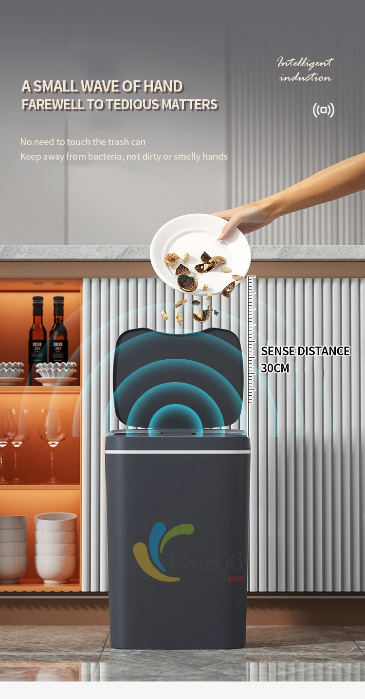 Poubelle de cuisine,12L white-Charging--Poubelle intelligente à capteur ...