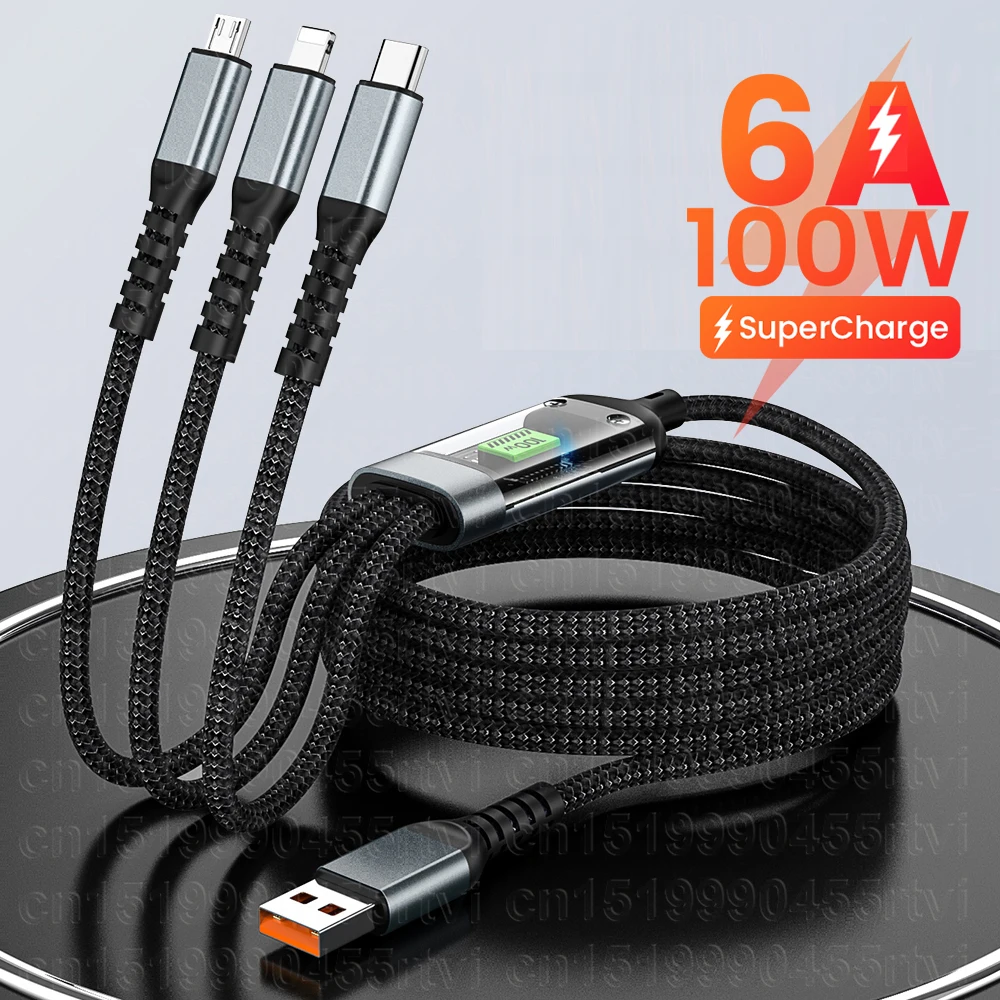 6A-3-In-1-Digital-Display-Cable-100W-Fast-Charge-Micro-USB-Type-C-Data ...