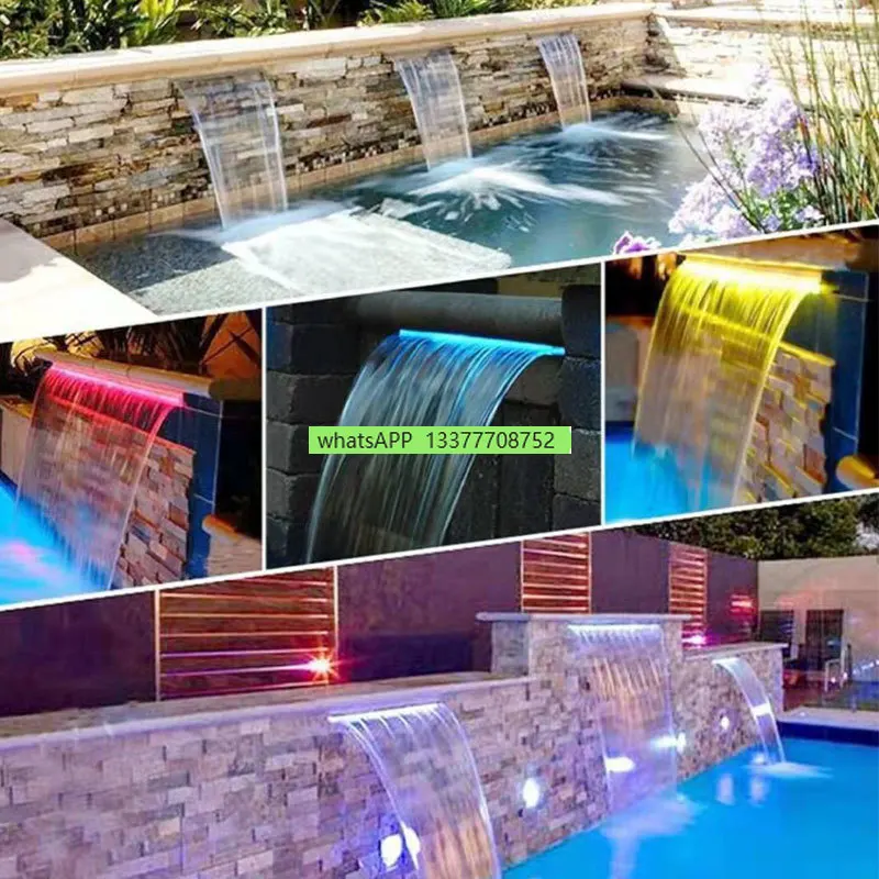Stainless Steel Waterfall Outlet Low Voltage Led Light Bar Rockery ...