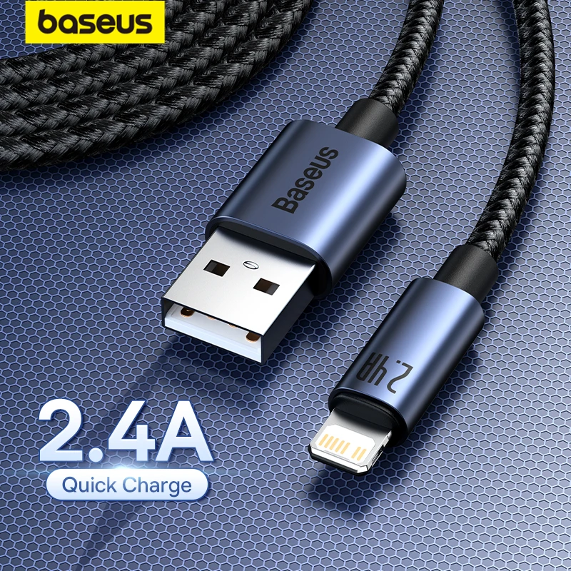 Baseus-Cabo USB para iPhone, 2.4A, Carregamento Rápido, Sincronização ...