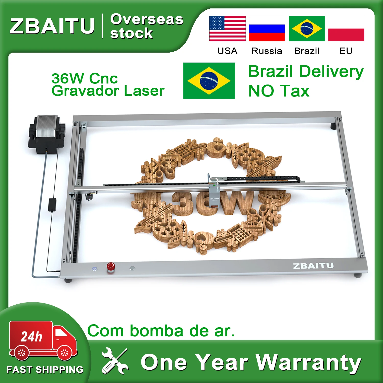 ZBAITU 30W Wireless Laser Engraver 130W Leather Wood Acrylic Cutting ...