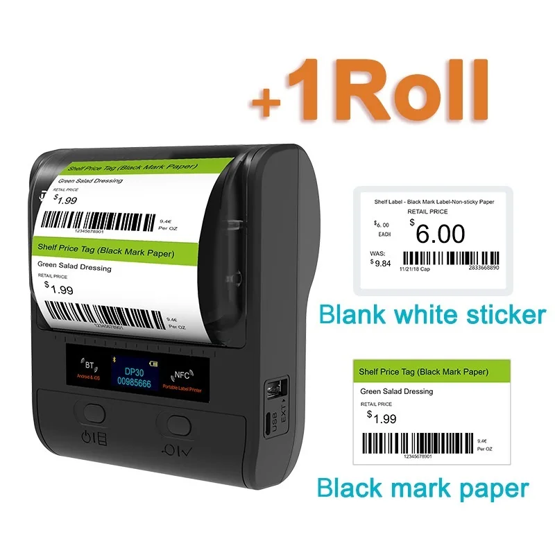Top-DP30S-30-80mm-Mini-Portable-Thermal-Printer-BT-Barcode-Hand ...