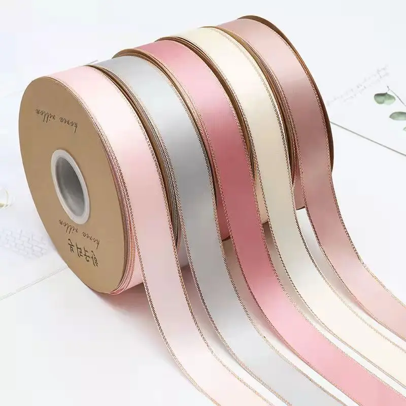 2-3cm-25-Yards-Double-Gold-Edged-Double-Sided-Polyester-Tape-Ribbon ...