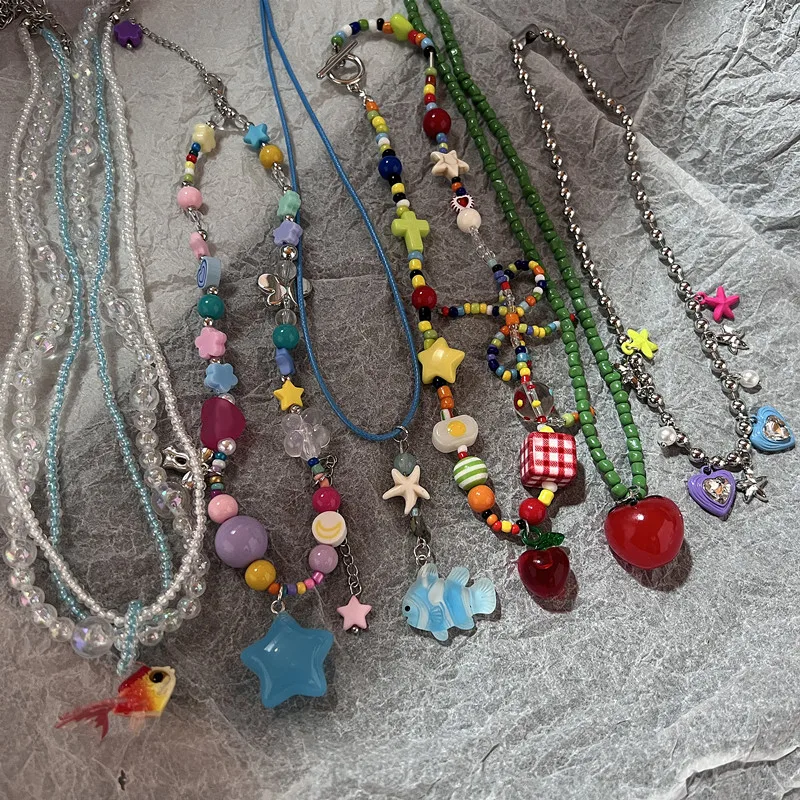 Boho-Kpop-Colorful-Sugar-Star-Tassel-Pendant-Choker-Necklace-for-Women ...