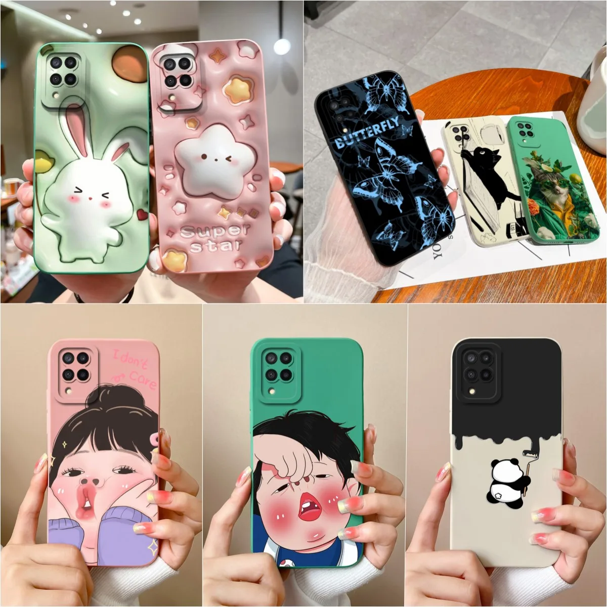 Back Cover For Samsung M12 F12 A12 Phone Case Cute Girl Boy Silicone ...