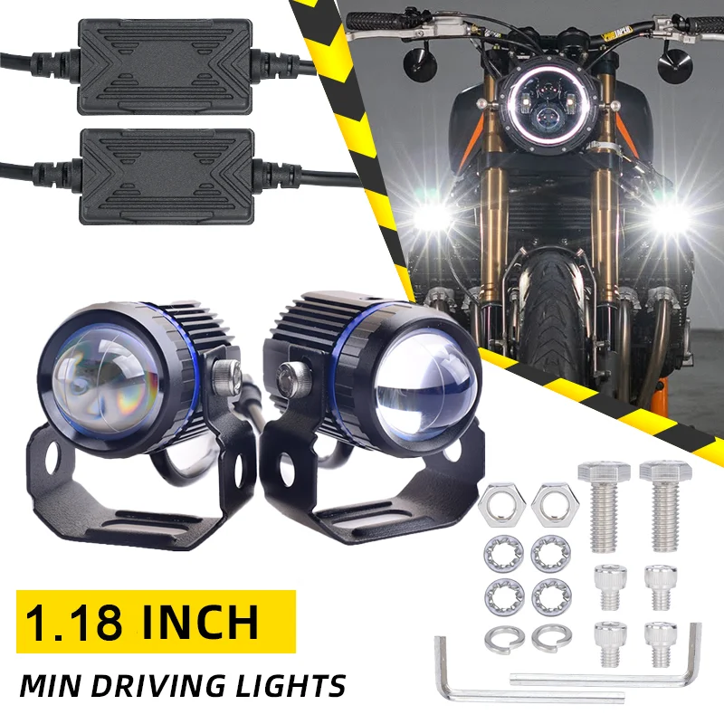 50W LED Motorcycle Spotlight Auxiliary Headlight LED Fog Light Mini ...