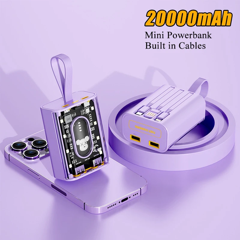 Mini-Power-Bank-20000mAh-Portable-Cute-Powerbank-Built-in-Cables ...