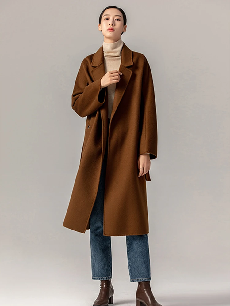 New Women Wool Coat Autumn Solid Simple Loose Long Overcoats All match ...