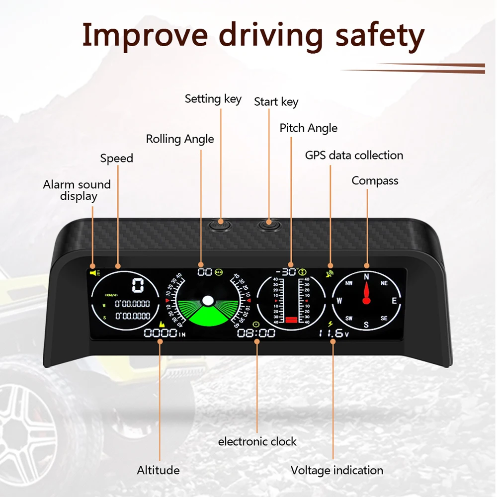 X90-GPS-Speed-PMH-KMH-Smart-Slope-Meter-Inclinometer-Car-Compass-HUD ...