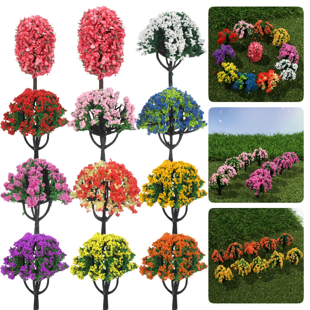 5pcs 4~6.5cm Plastic Model Train Artificial Scenery Trees Miniature ...