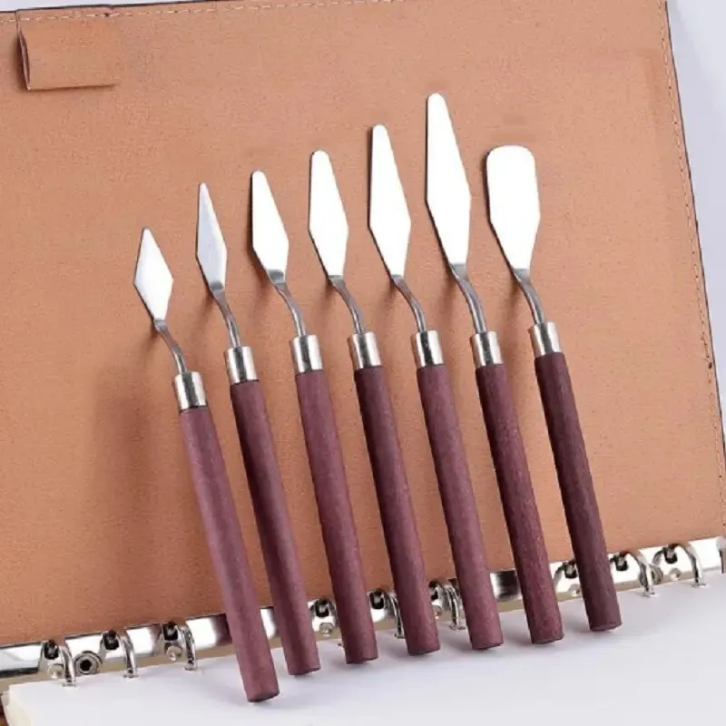 7Pcs-Art-Spatula-Soft-Paint-Oil-Painting-Wooden-Handle-Palette-Knife ...