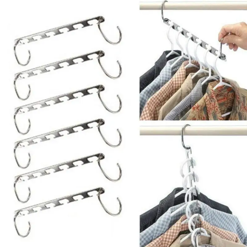 1pcs 37cm Multifunctional Space Saving Metal Hangers With Magic Hook 6 ...