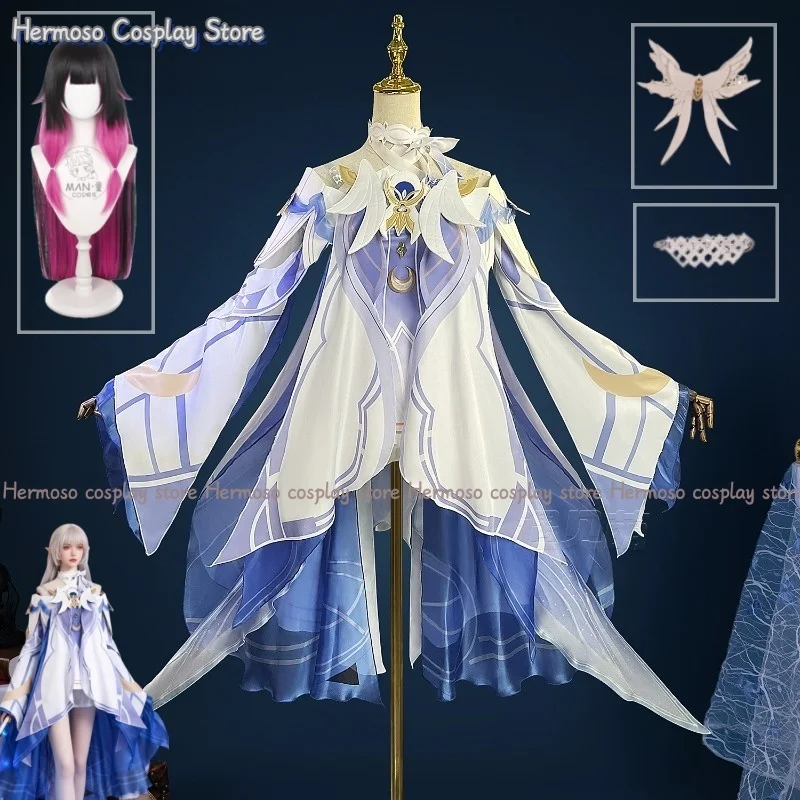 Genshin Impact Columbina Cosplay Costume Wig The Damselette Dress Eye ...