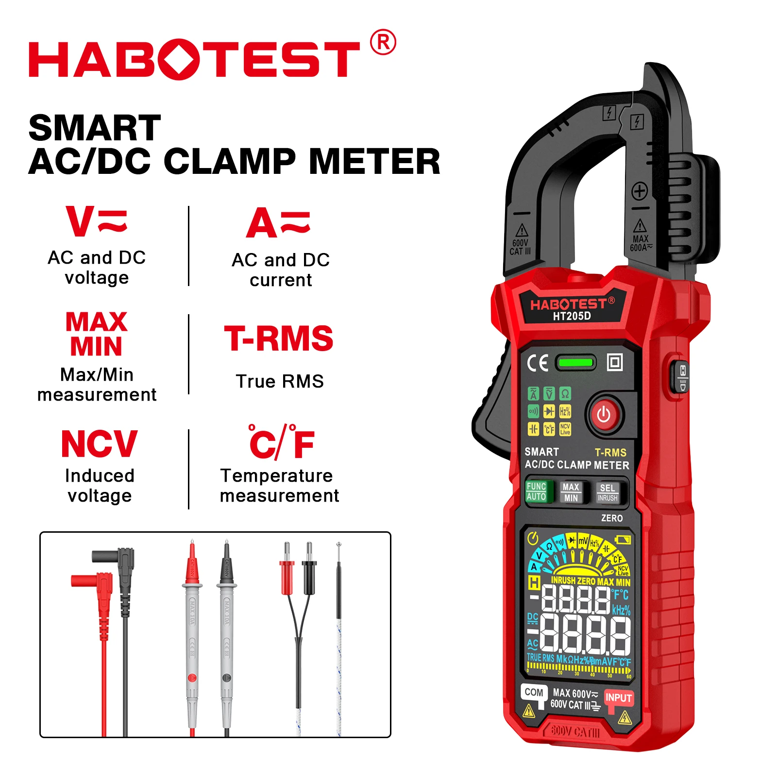 HABOTEST-HT203-HT205-HT206-Clamp-Meter-Multimeter-Auto-Range-True-RMS ...