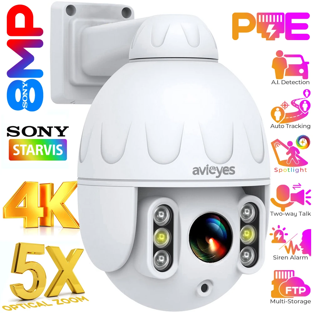 4K-PoE-PTZ-Camera-5X-Optical-Zoom-Outdoor-Onvif-H-265-Security-Dome-IP ...