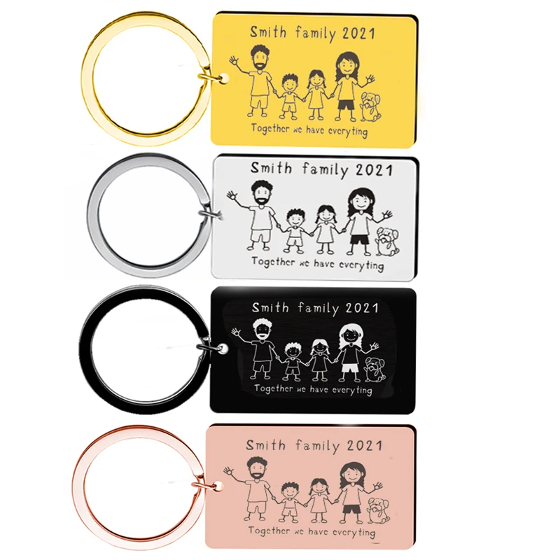 Customized-Family-Love-Keychain-Engraved-Cute-Famila-for-Parents ...