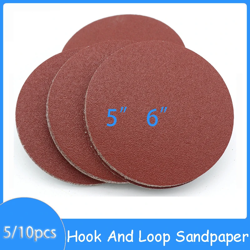 5/10PCS 5'' 6'' Hook And Loop Sandpaper Disc 125mm 150mm Sandpaper ...