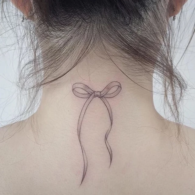 Bow Tattoos On Neck