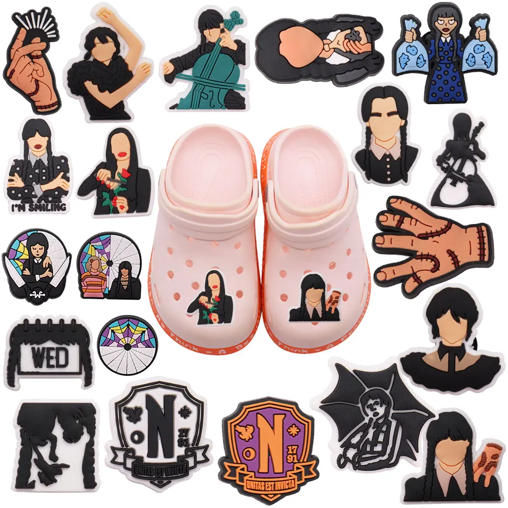 1-20Pcs PVC TV Characters Kids Wednesday Shoe Charms Fashion Shoe ...