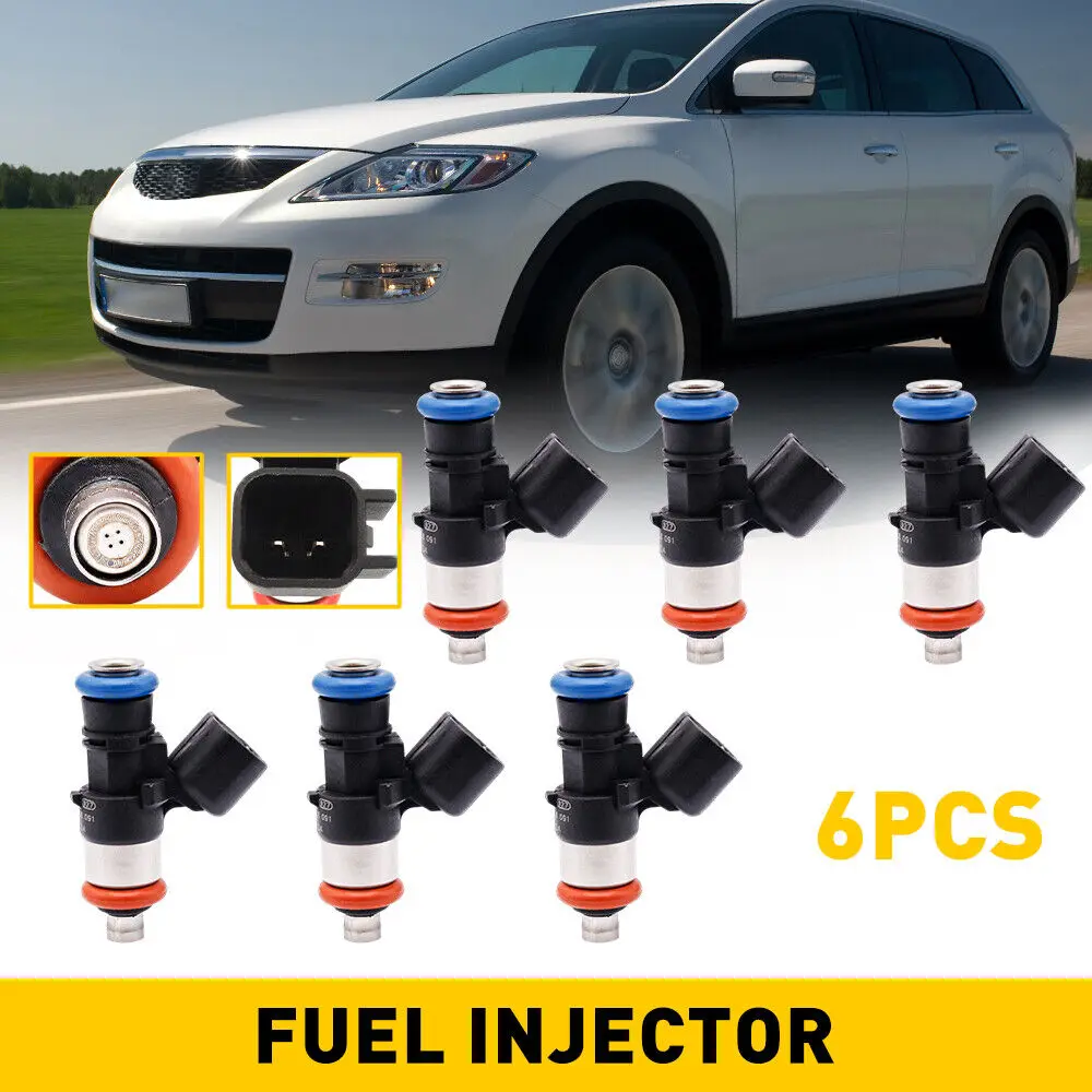 Set-Of-6-Black-Fuel-Injectors-For-Ford-Edge-2007-2008-2009-2010-2011 ...